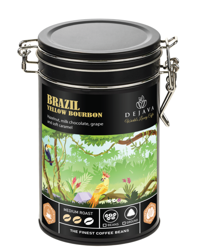 100% Arabica Brazil Yellow Bourbon Roasted Coffee in A Tin – Dejava Coffee